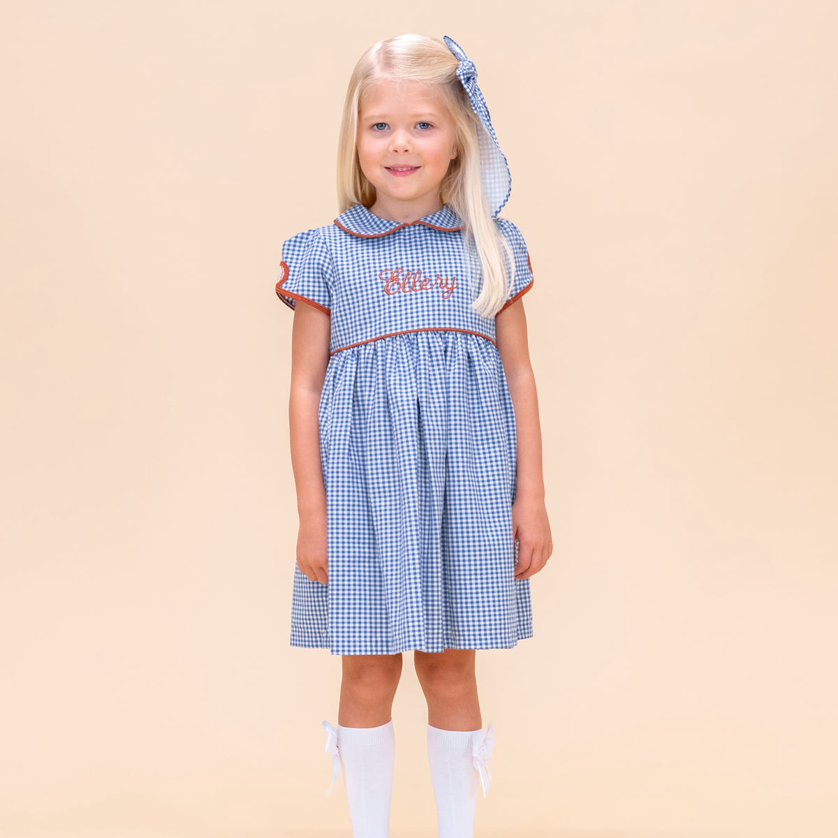 Sarita Girl Dress - Classic Gingham Pumpkin– Dondolo