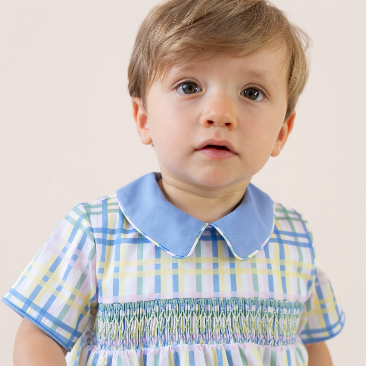 Benny Boy Bubble – Hand-Smocked Plaid Easter Outfit– Dondolo