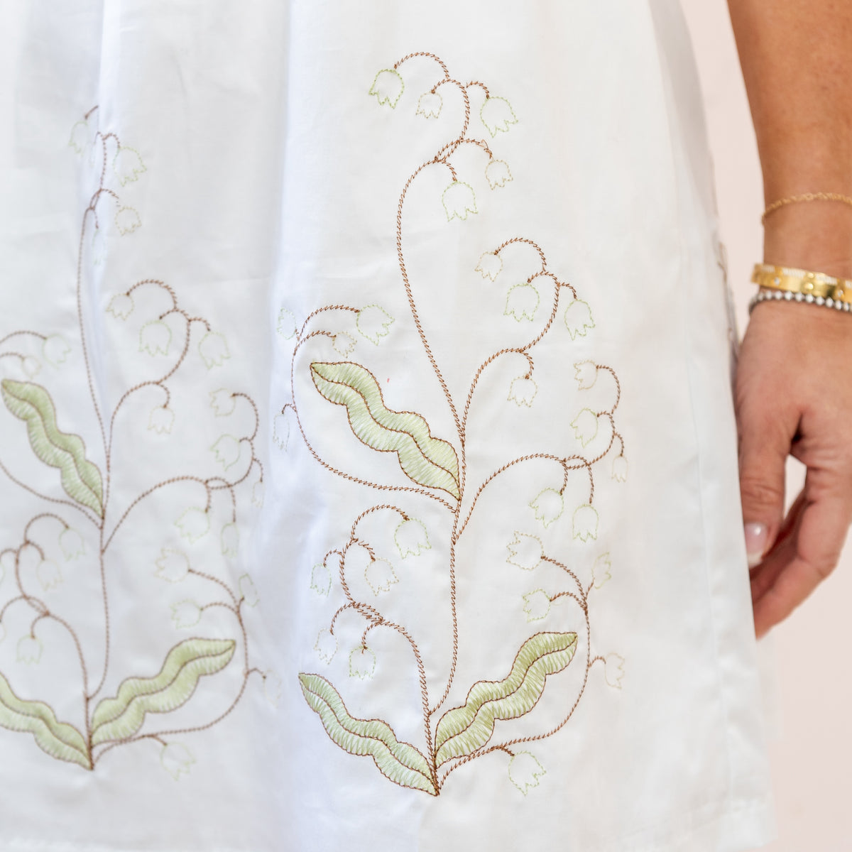 Lily Women’s Dress – Smocked Bodice with Lily of the Valley Embroidery ...